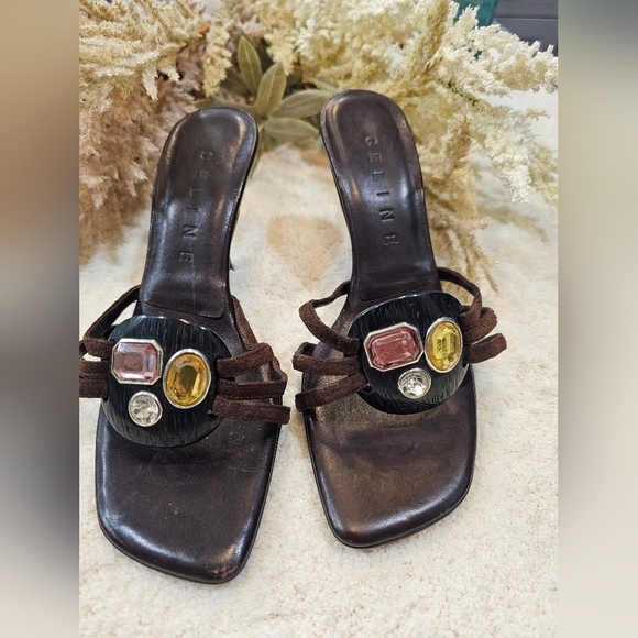 Celine | Shoes | Vintage Celine Boho Style Kitty Heel Sandal | Poshmark